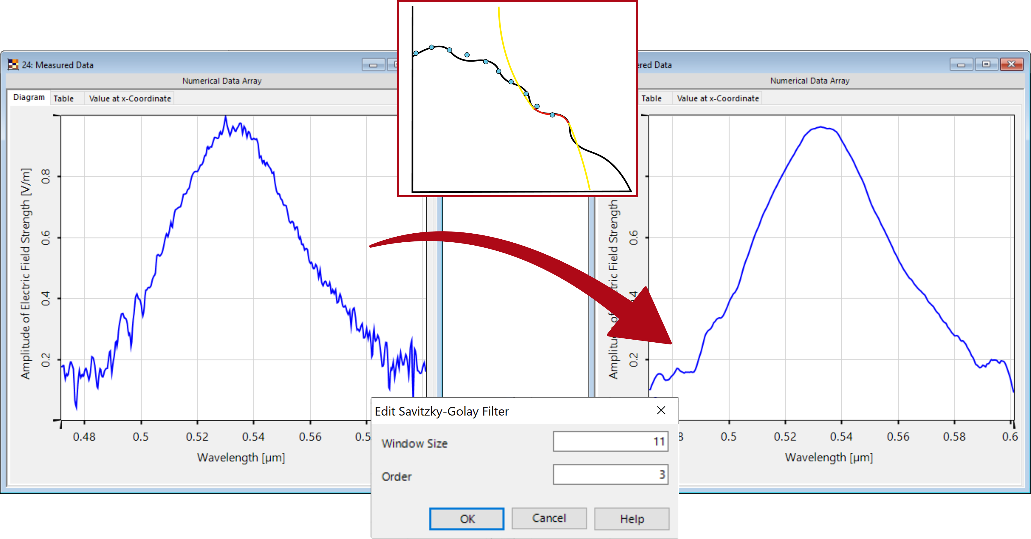 Savitzky-Golay Filter Function - LightTrans